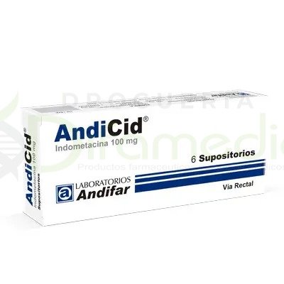 ANDICID INDOMETACINA 100MG X 6 SUPOSITORIOS - DIFAMEDIC Honduras